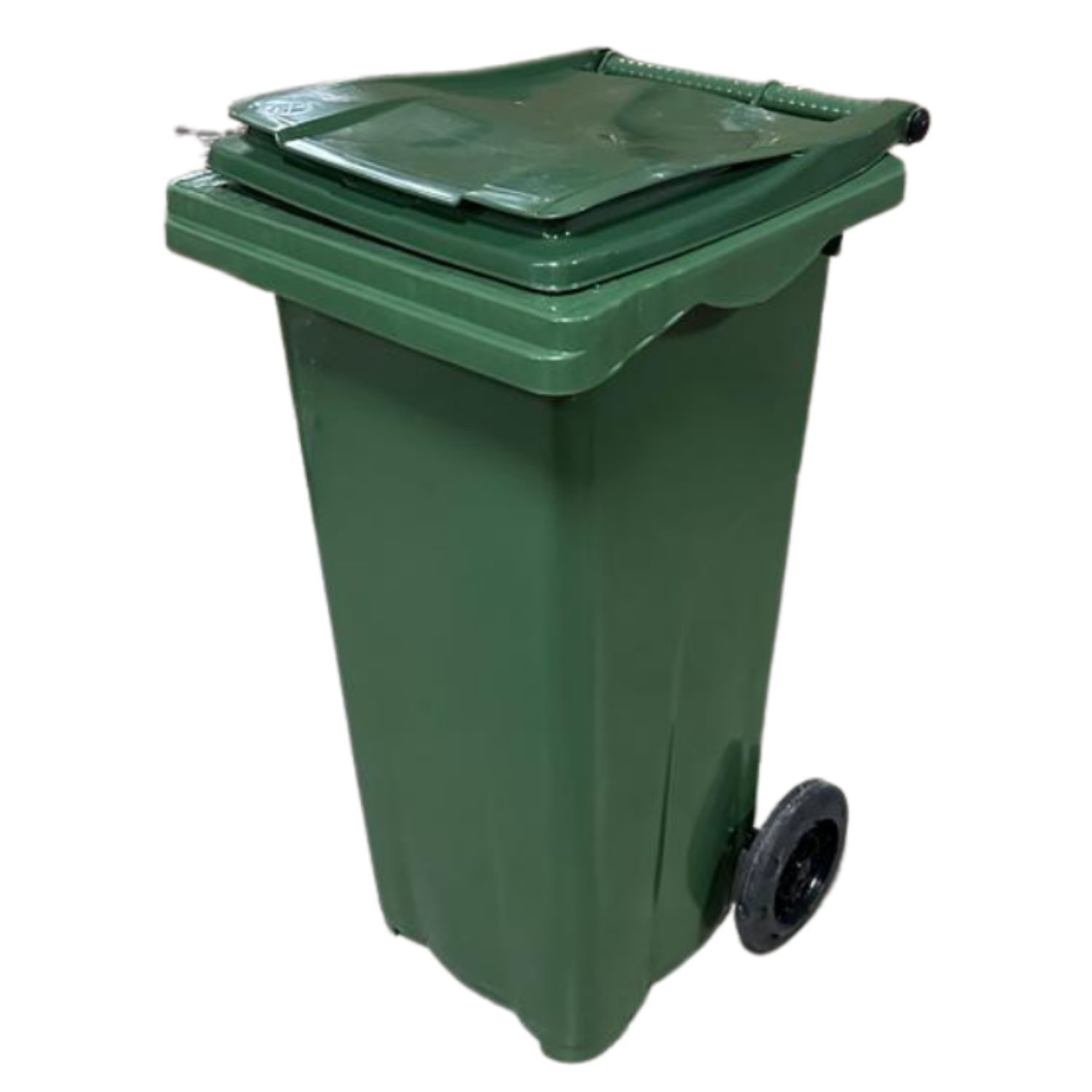 Tomberon din plastic cu roți din cauciuc, standart, 120 L verde